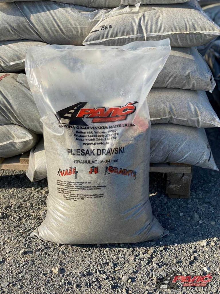 Pijesak u vrećama DRAVSKI 0-4 mm 25 kg – Pavić